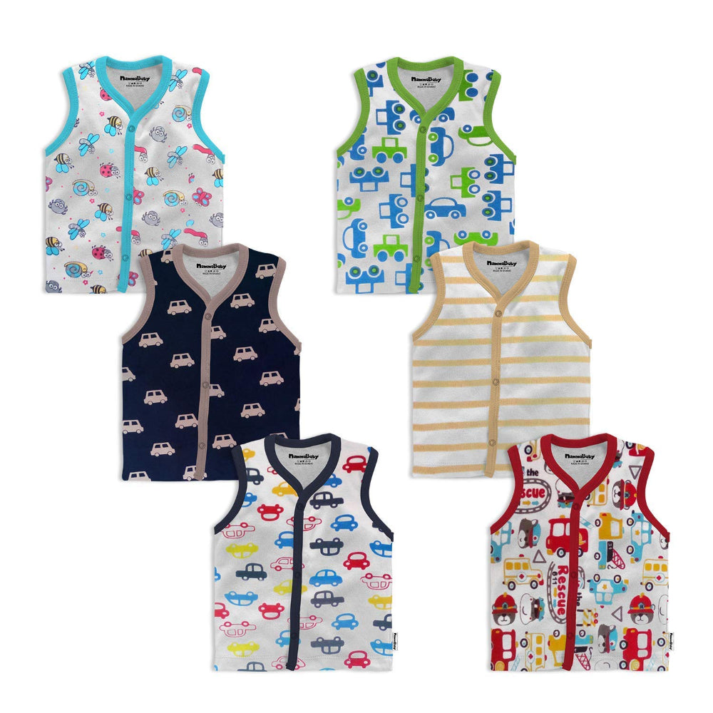 Unisex Cotton Front Open Sleeveless Vest / Jhabla for Baby - Set of 6 ...